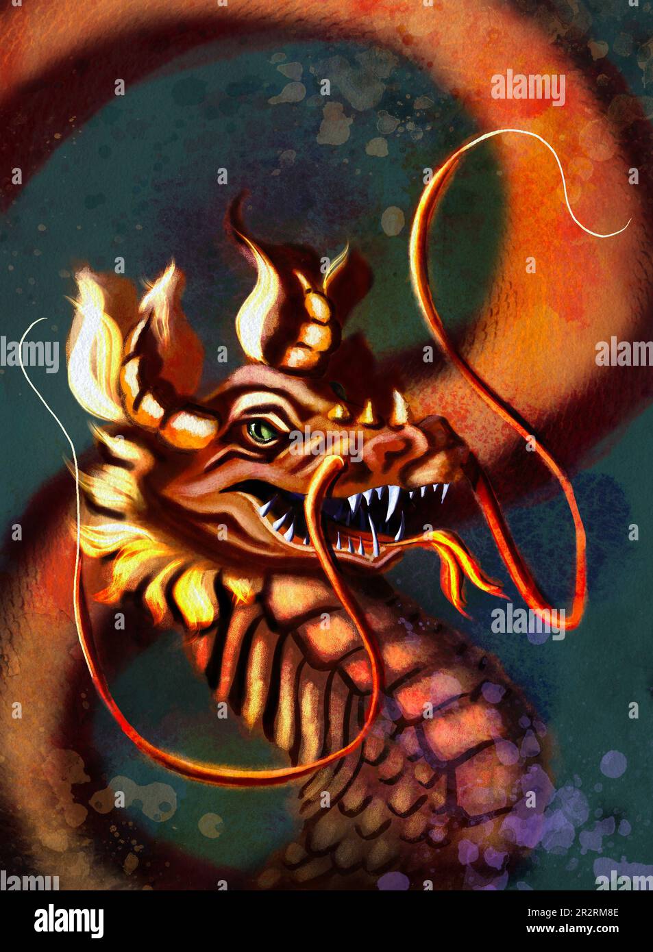 Chinese Fire Dragon Sketch