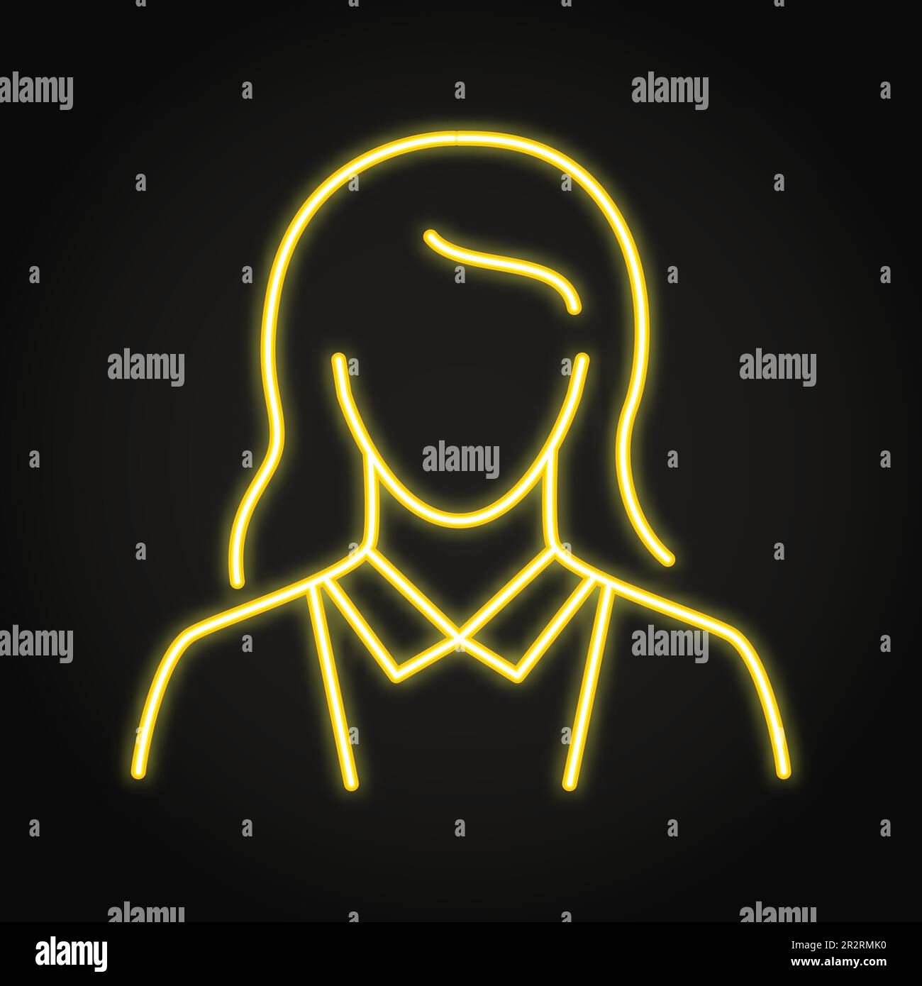 Businesswoman neon icon in line style. Anonymous woman in a suit ...