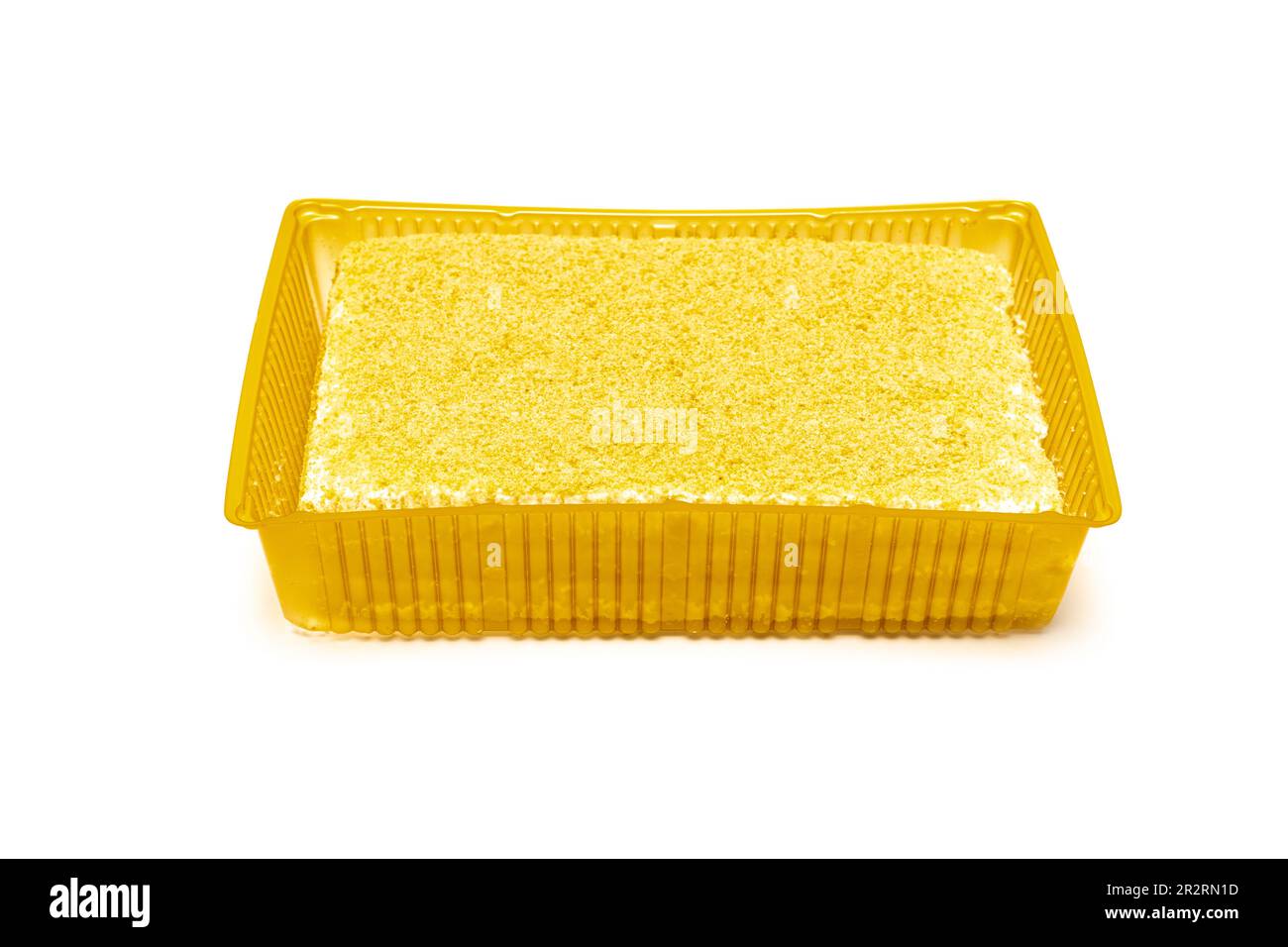 sand cake in a plastic package on a white background. shop cake Stock ...