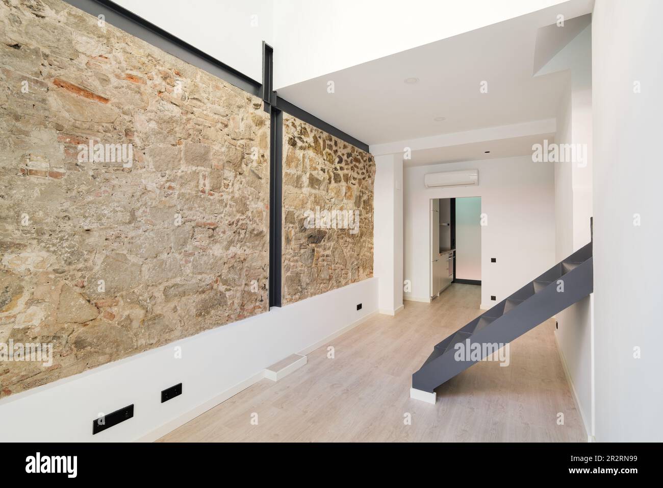 Mix of new and old architecture. Refurbished apartment with restored ...