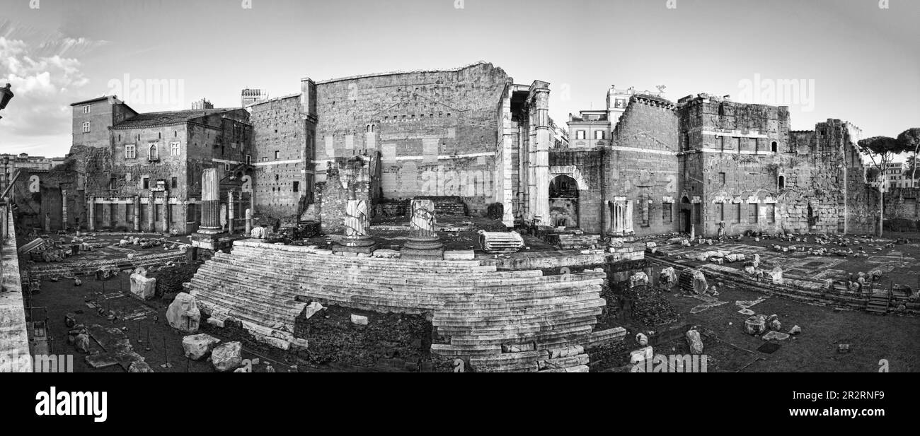 Ancient Rome ruins with wonderful remains of the Forum of Augustus and ...