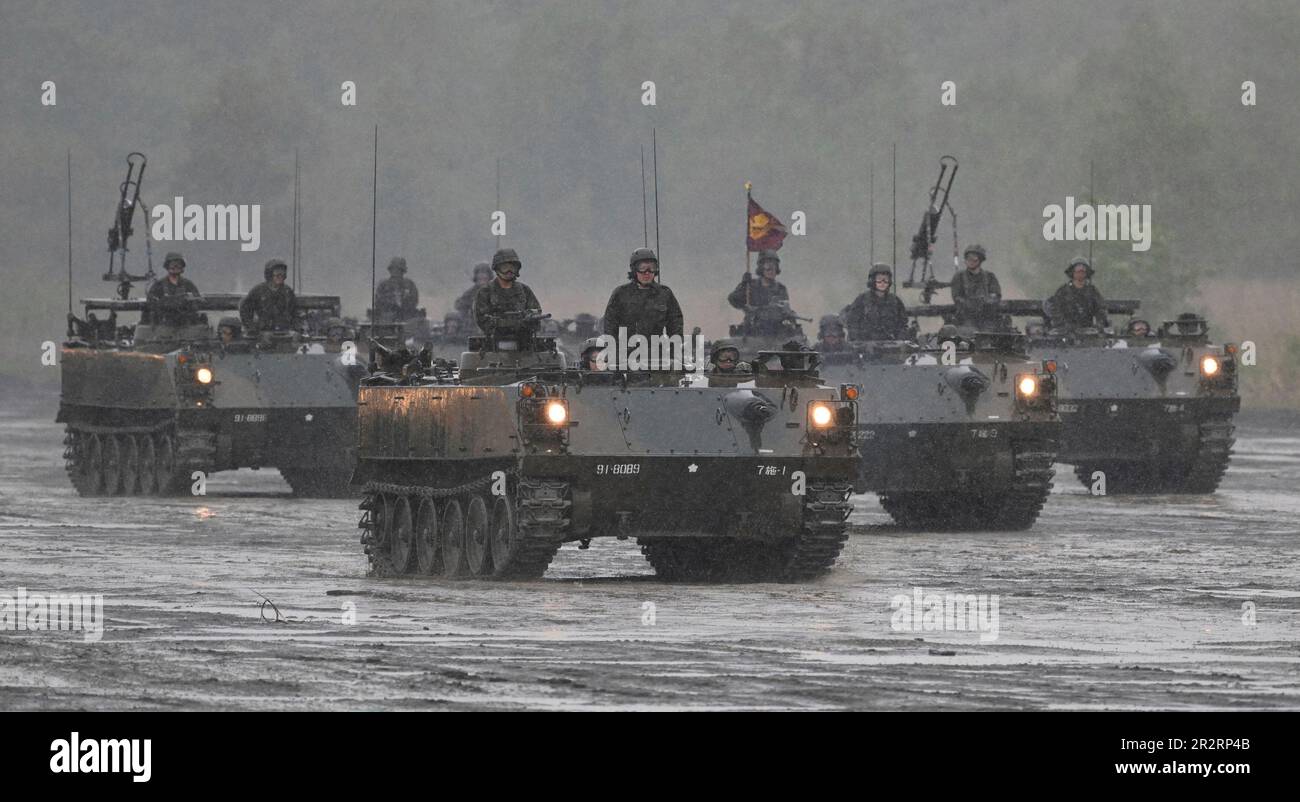 The Type 73 Armored Personnel Carries are pictured during the ...