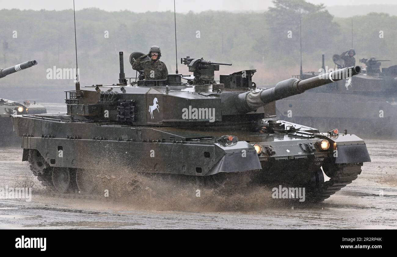 The Type 90 tank is pictured during the foundation anniversary ceremony ...