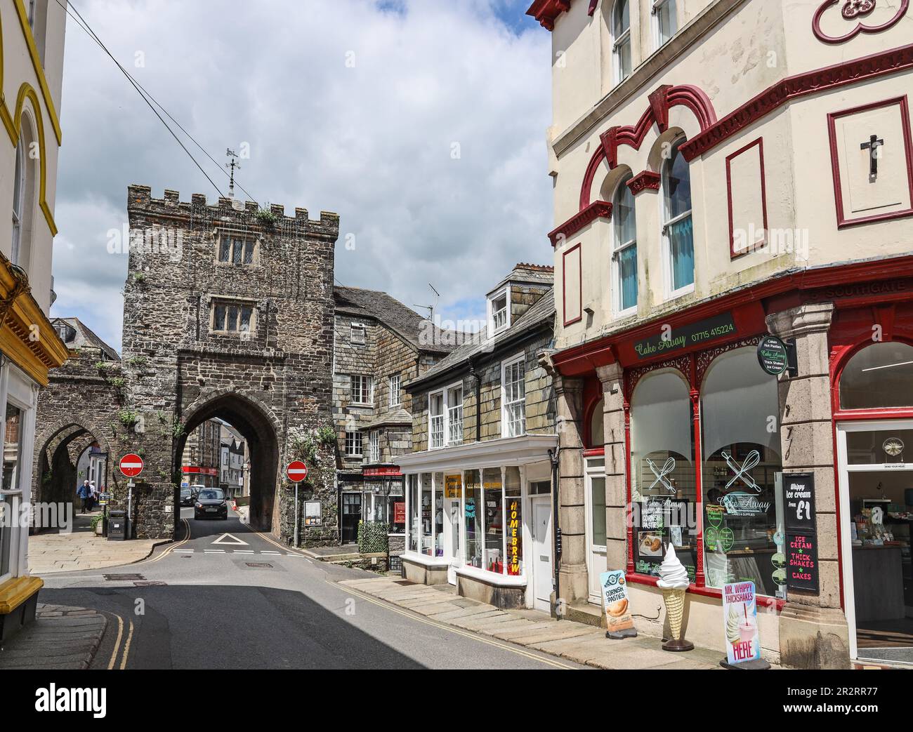 The South Gate Arch and Red Chair Cafe Launceston seen from Race Hill ...