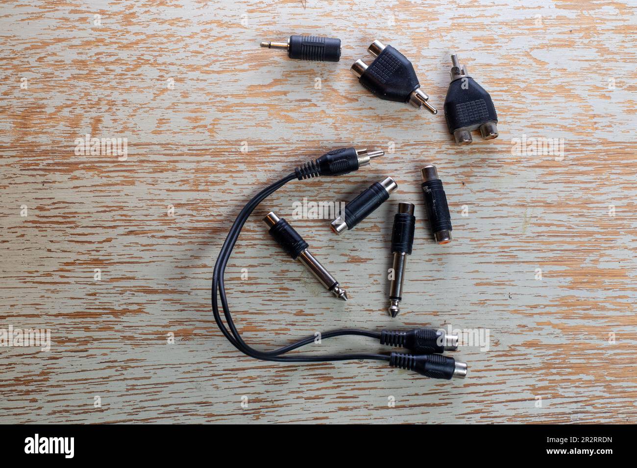 Various audio connectors, adaptors and splitters including 2.5mm, 3.5mm ...