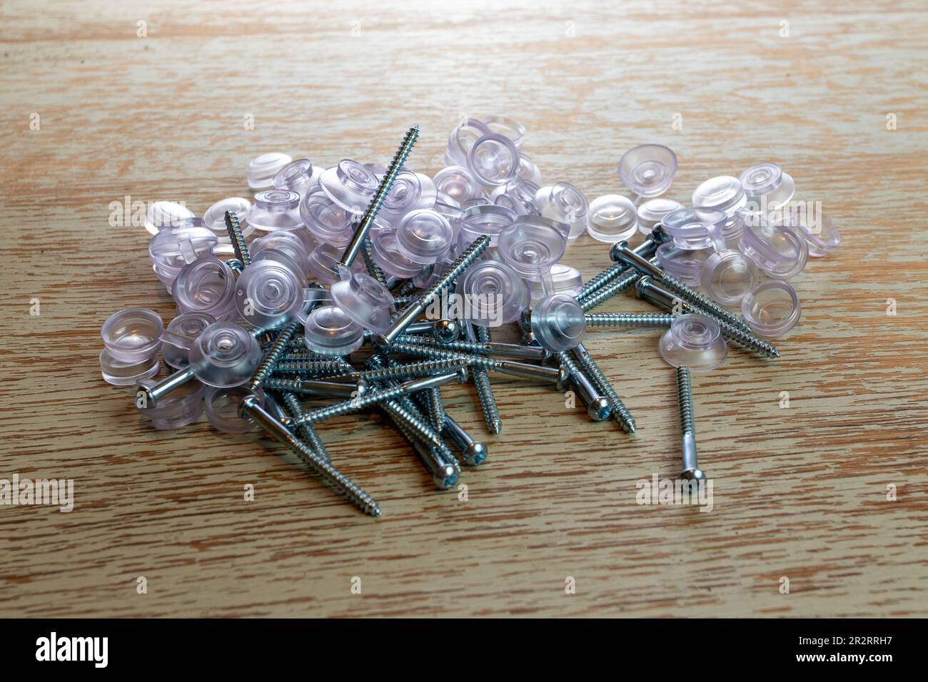 Long round headed woodscrews with plastic caps for fixing corrugated ...