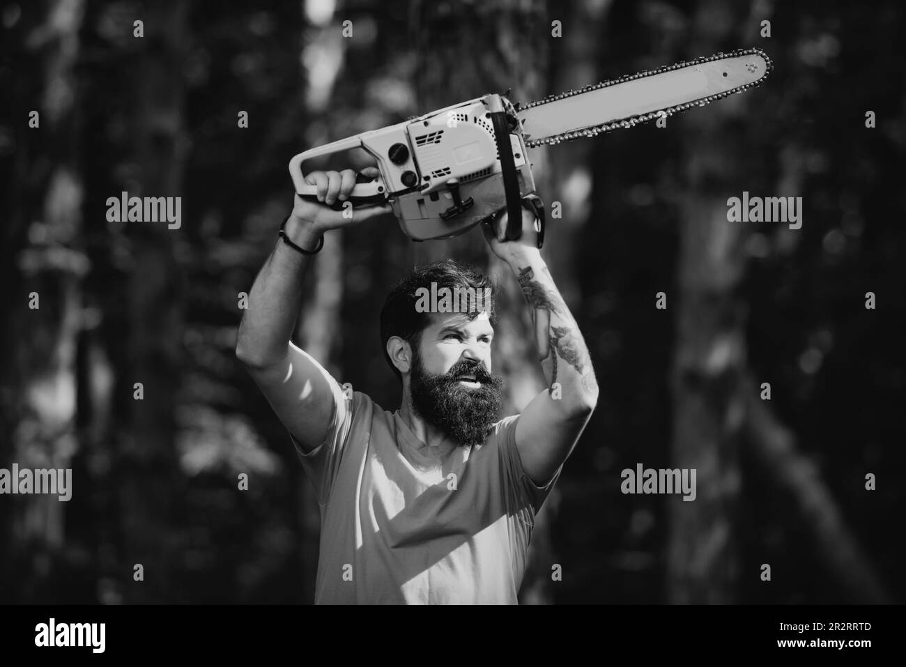 Stylish young man posing like lumberjack. Lumberjack on serious face ...