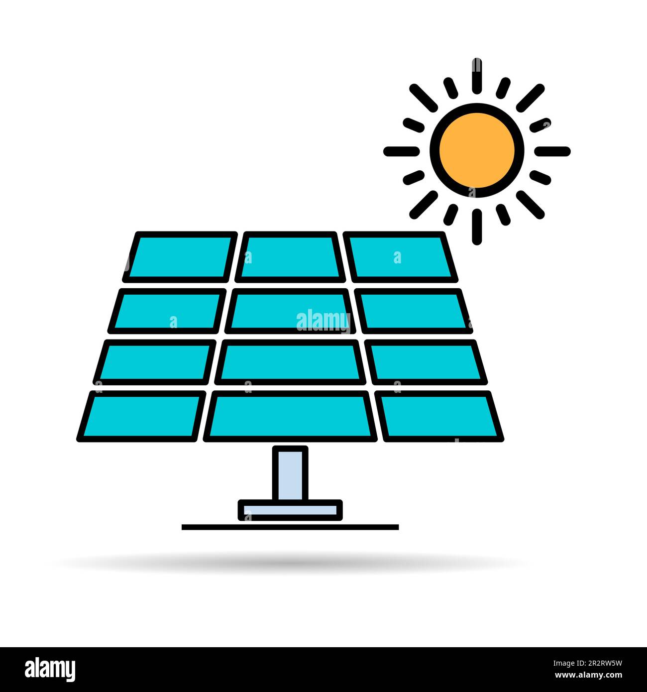 Solar panel shadow icon, green power technology, ecology alternative ...