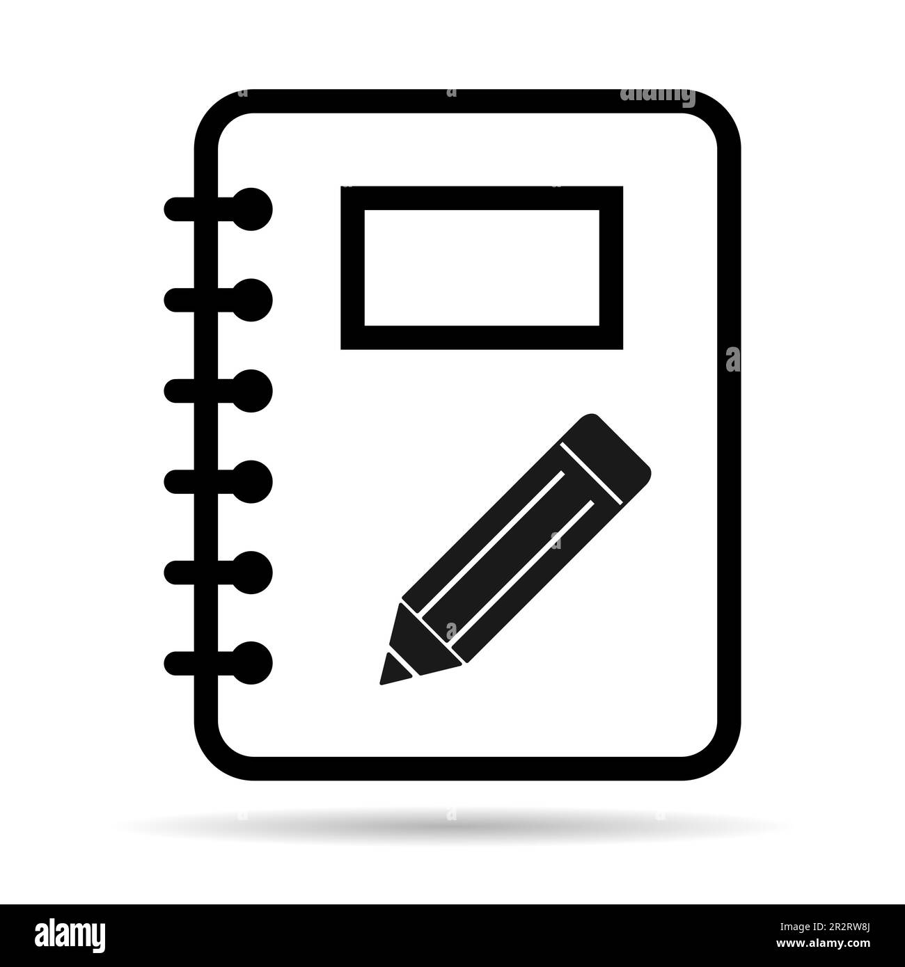 Spiral notebook shadow icon, paper blank page symbol, note web flat ...