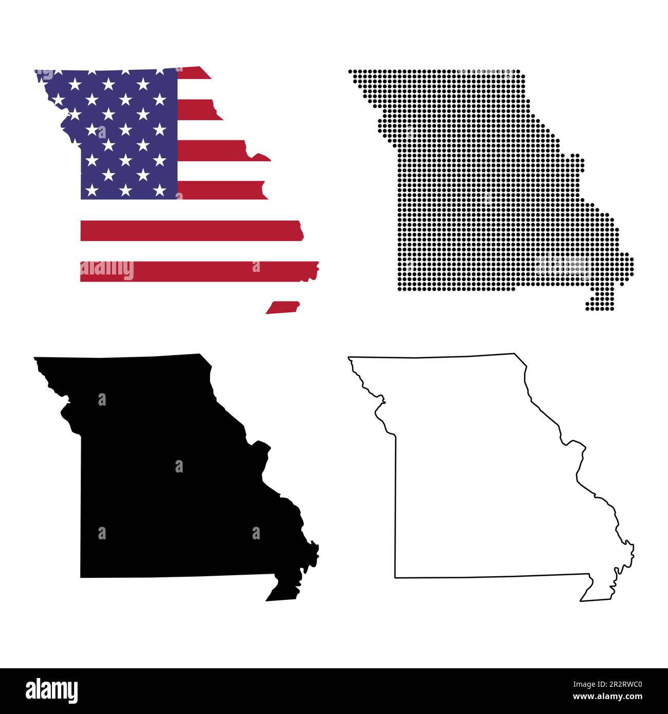 Set of Missouri map, united states of america. Flat concept icon vector ...