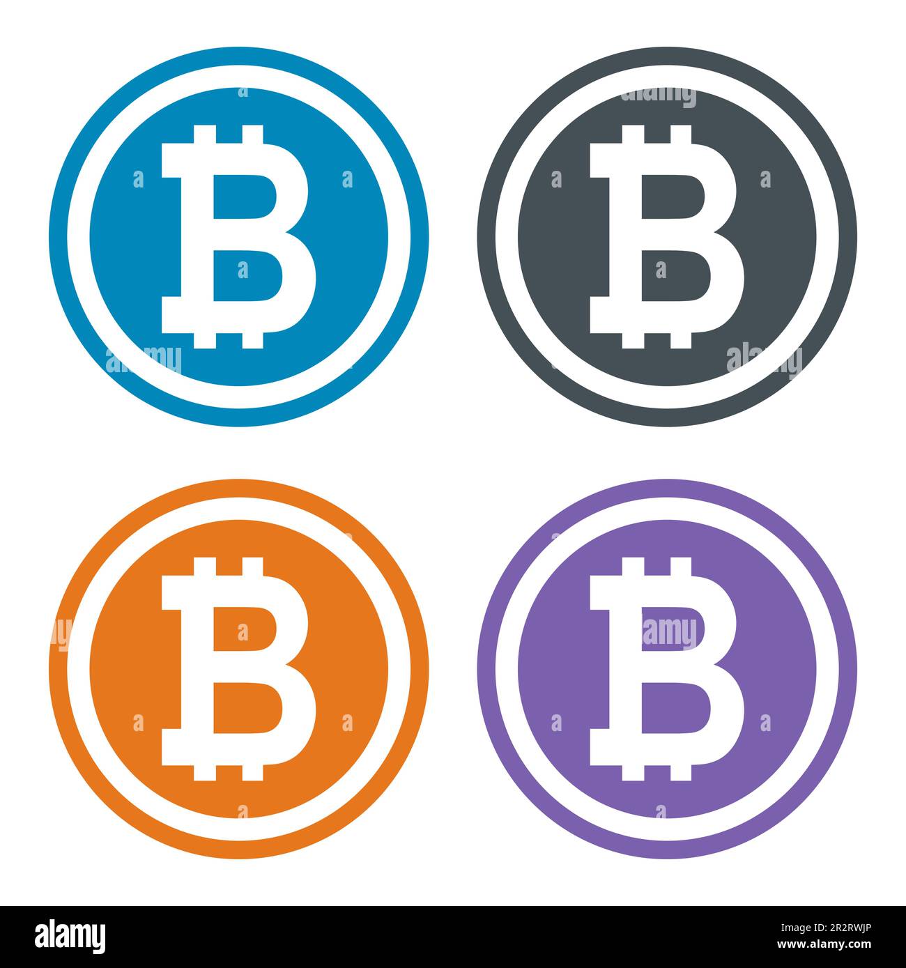 Set of Bitcoin web coin, internet electronic crypto design symbol ...