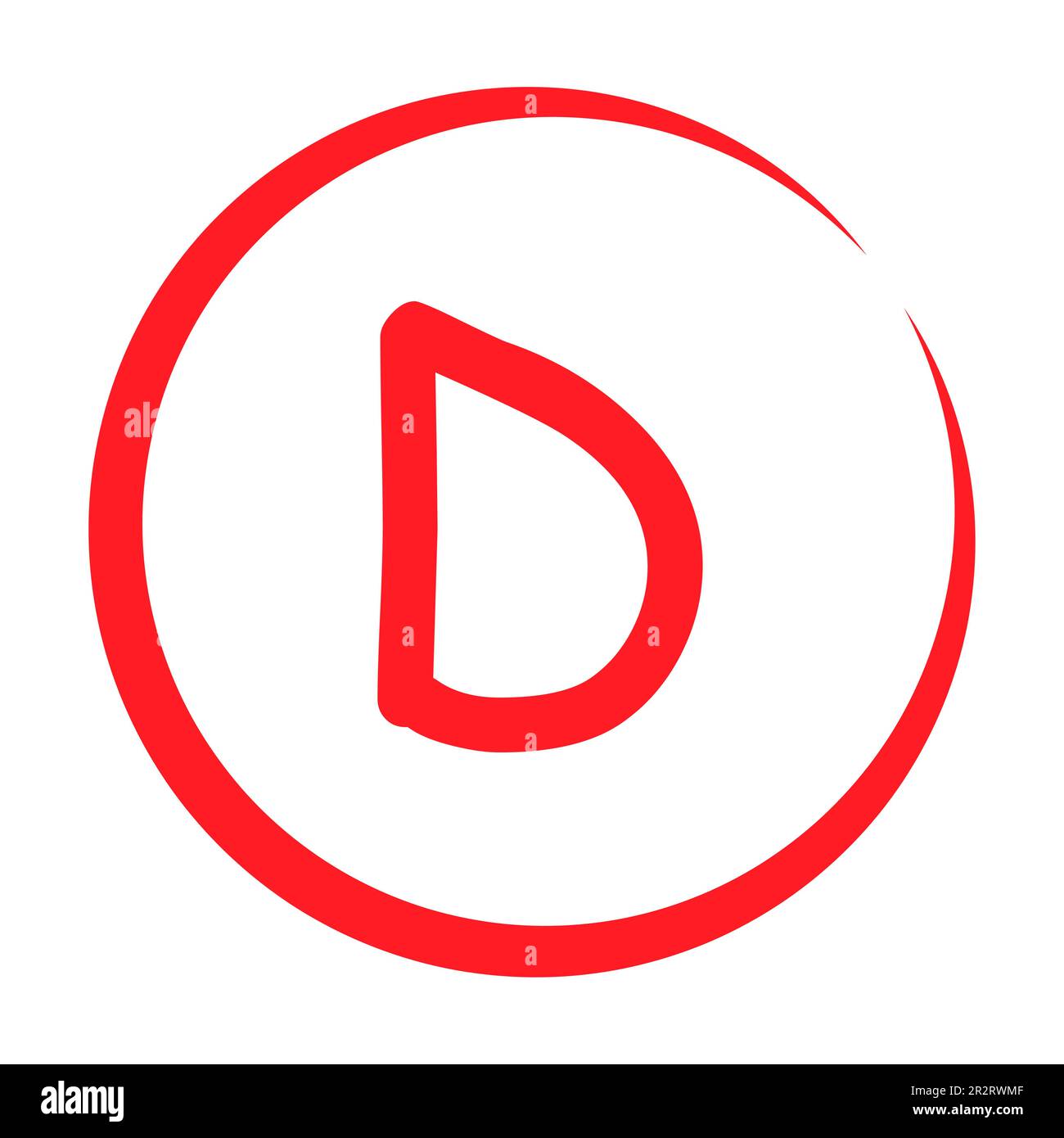Grade result D . Hand drawn icon in red color. Test exam mark report ...