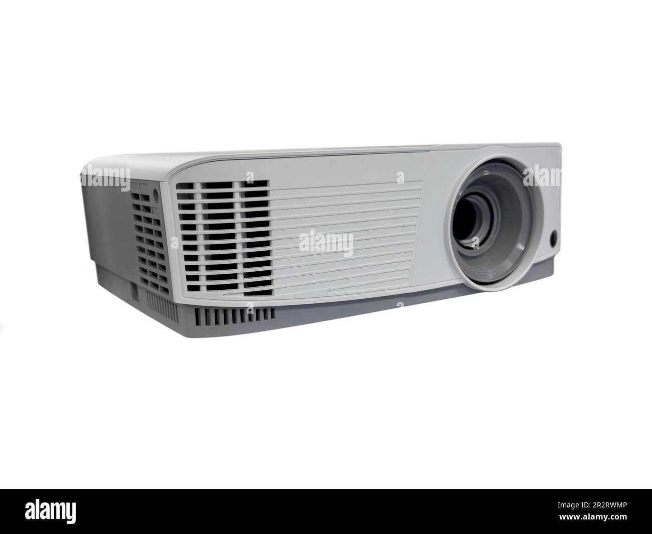 White LCD projector isolated on white background. Video presentation ...