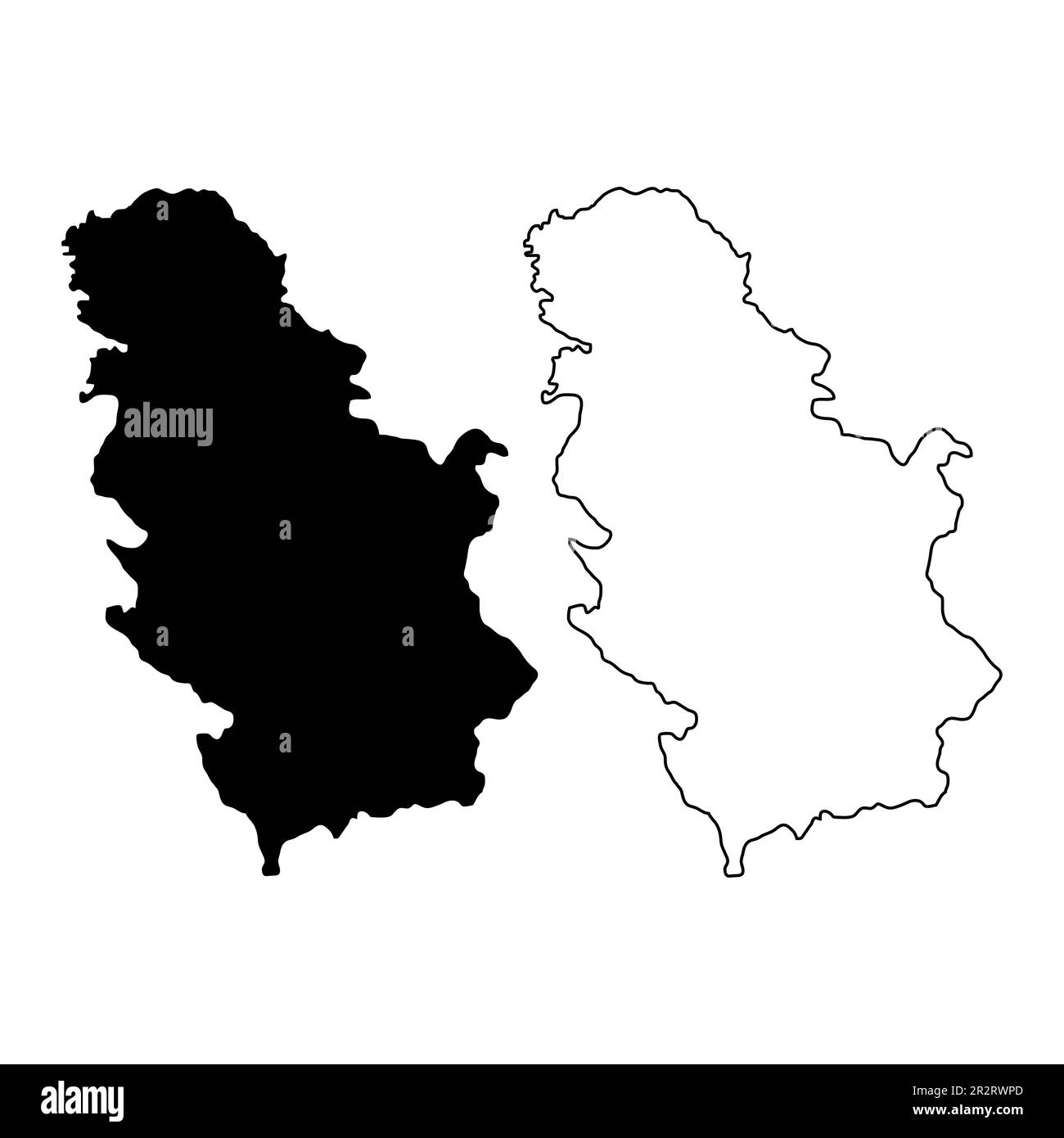 Set of Serbia map icon, geography blank concept, isolated graphic ...