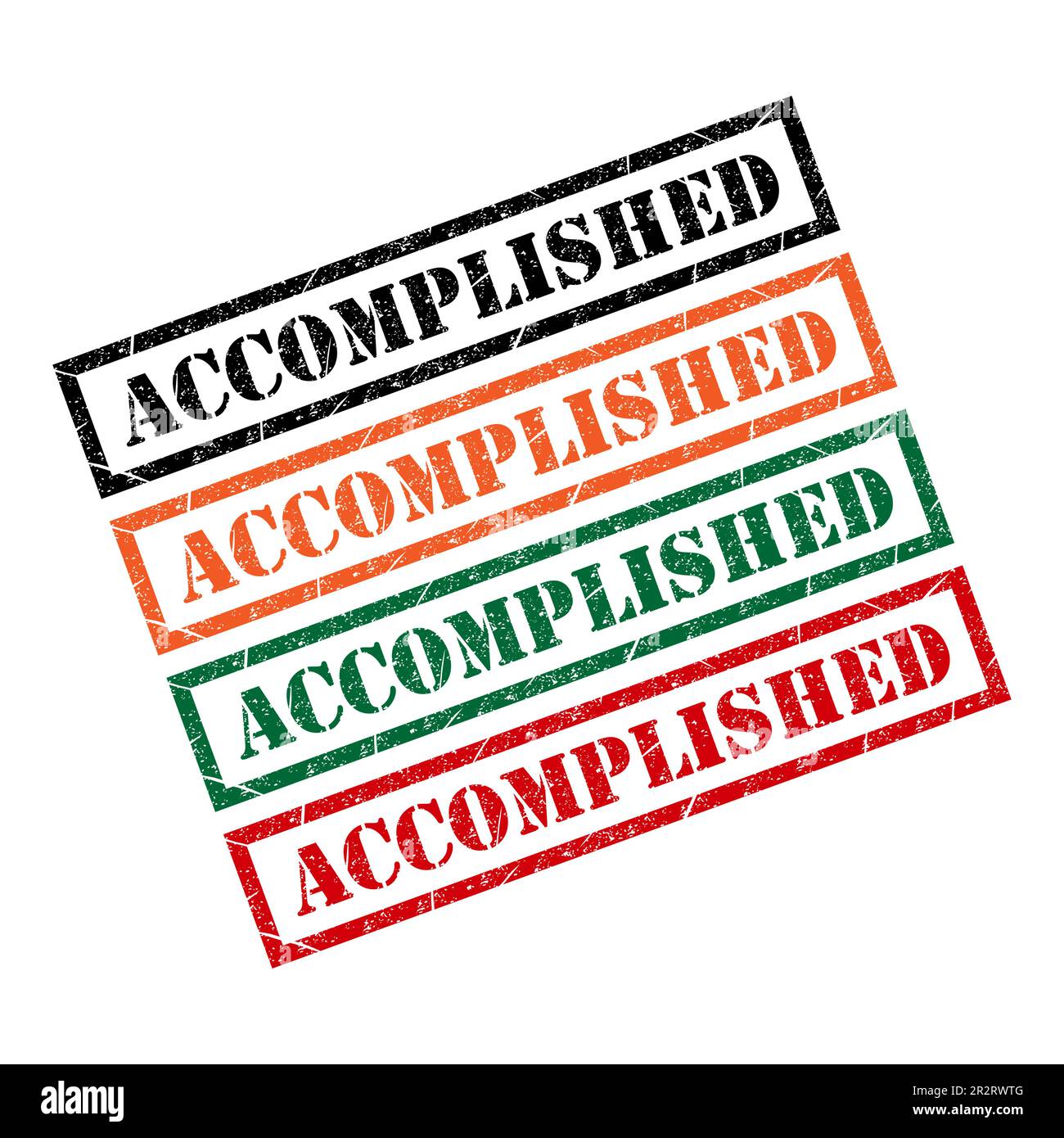 Set of Accomplished stamp symbol, label sticker sign button, text ...