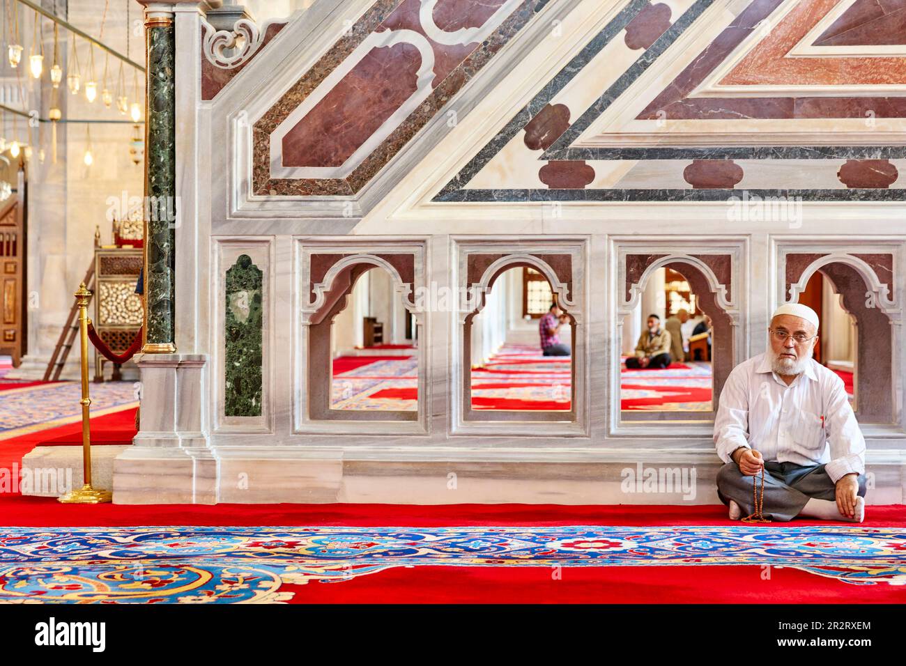 Istanbul Turkey. Muslim believer praying in the Fatih Mosque Stock ...
