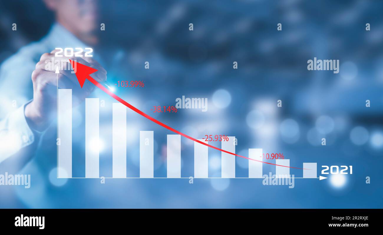 Business growth data chart arrow with diagram 2022 budget, Businessman ...