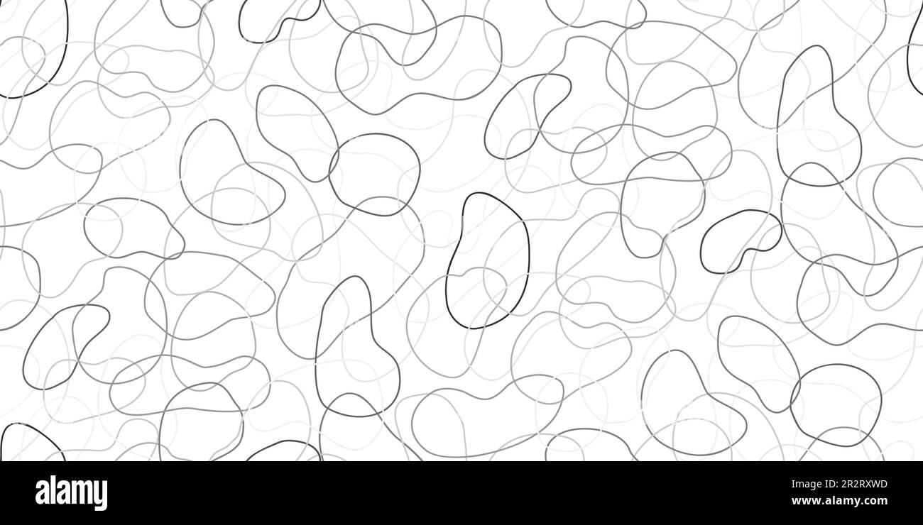 Chaotic artistic seamless pattern. Creative swirls, curved one line ...
