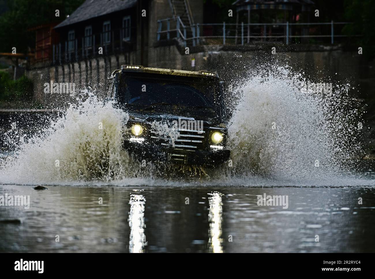 Jeep outdoors adventures. Travel concept with big 4x4 car. Off-road ...