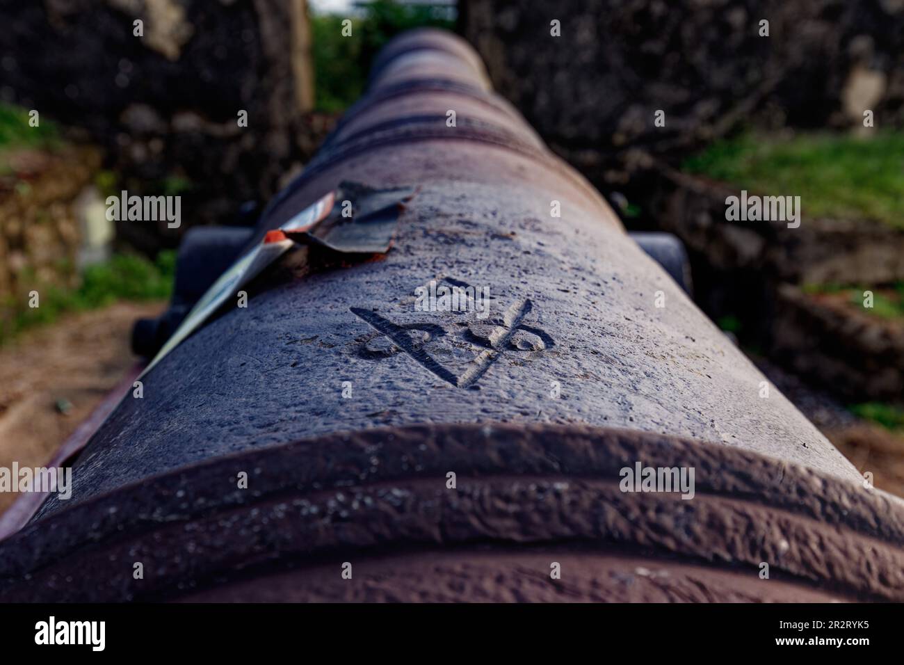 VOC sign of ancient Fire canon in Dutch Fort Galle Sri Lanka ...