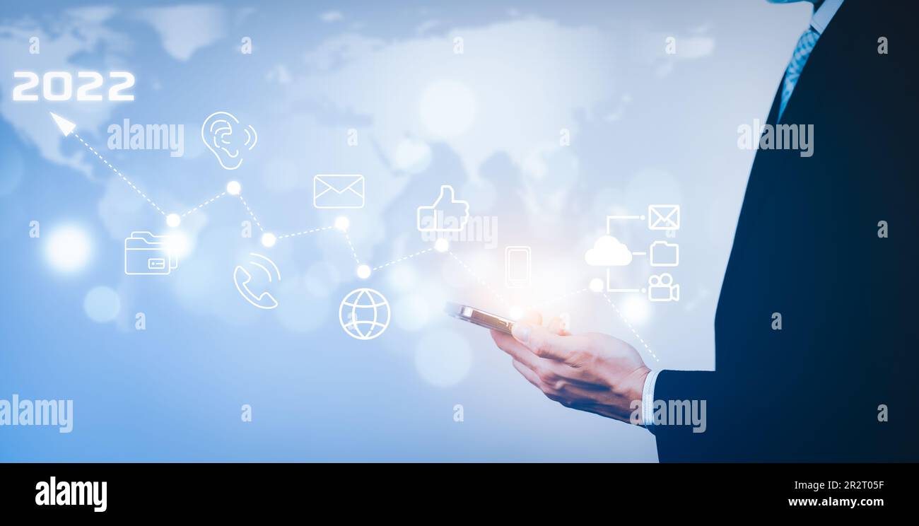 2022 and Startup concept with icon business and network connection on ...