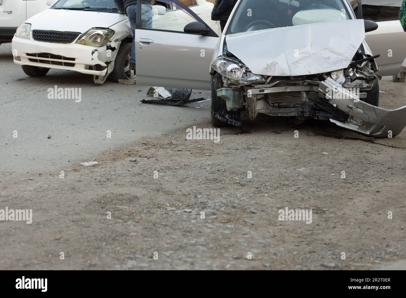 Car crash accident damage wreck vehicle city street traffic Stock Photo ...