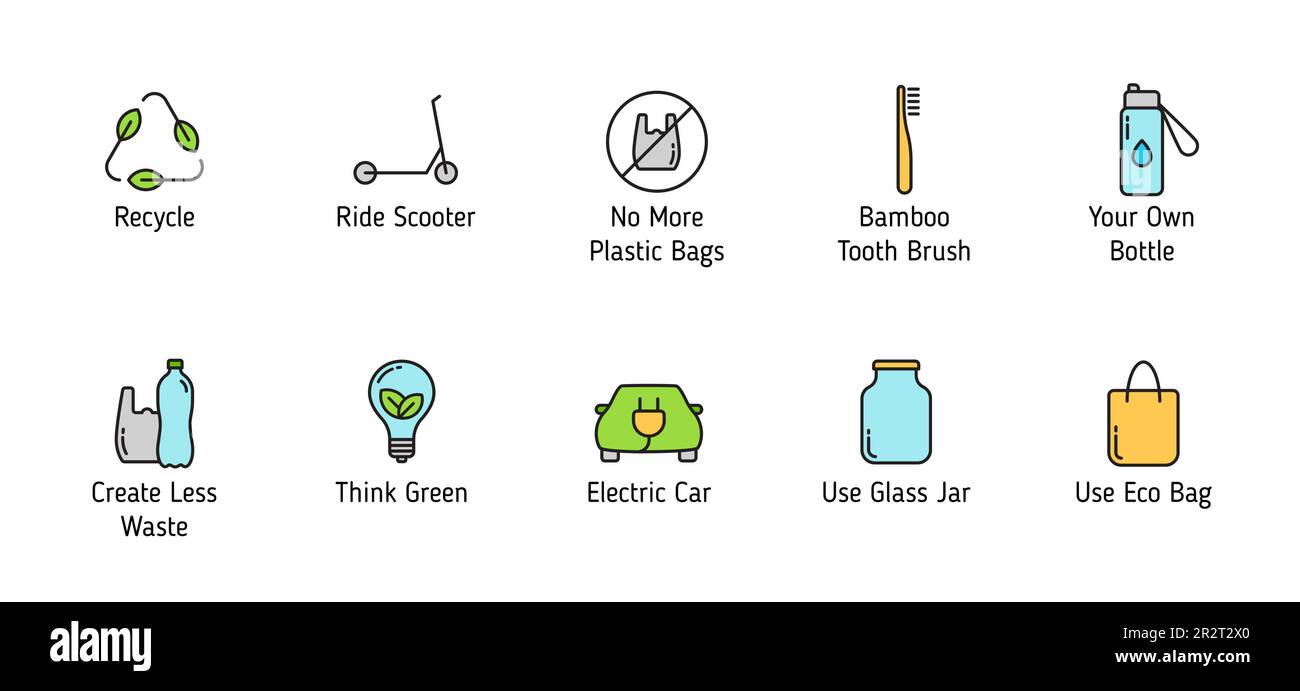 zero waste signs color filled vector icons Stock Vector Image & Art - Alamy