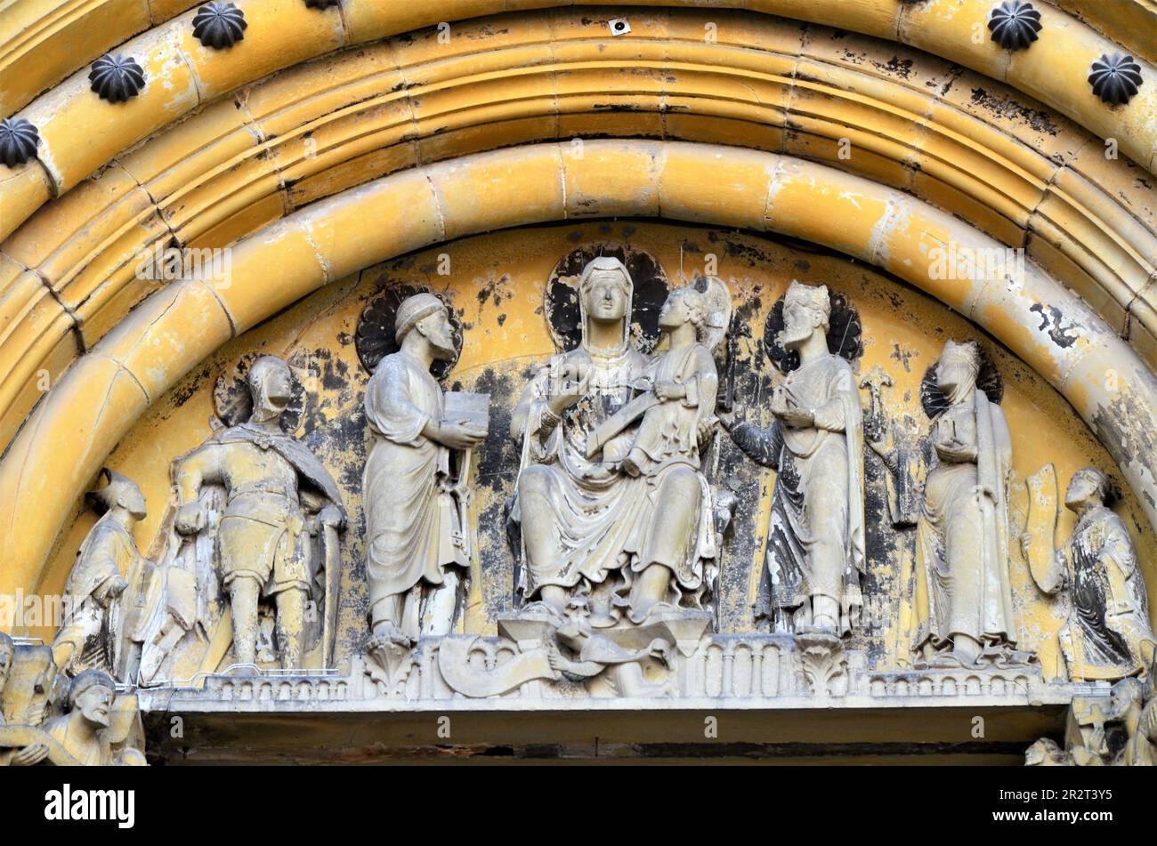 Bamberg Cathedral, a late Romanesque building with four towers Stock ...