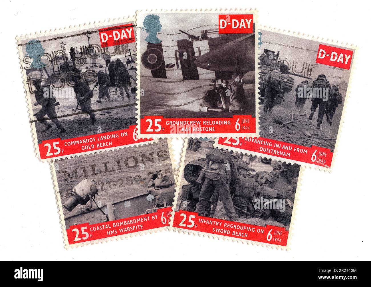 Vintage postage stamps from the United Kingdom featuring D Day World ...