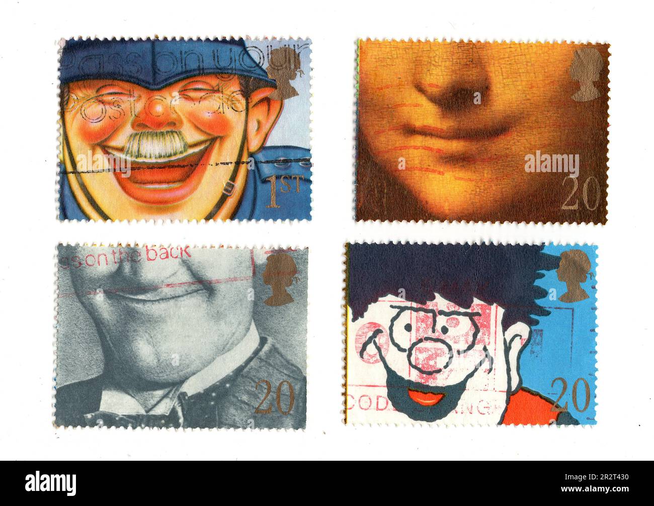 Vintage postage stamps from the United Kingdom featuring smiles ...