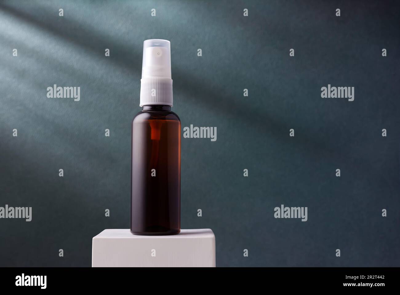 Cosmetic brown bottle with sprayer foe mock-up. Natural organic ...