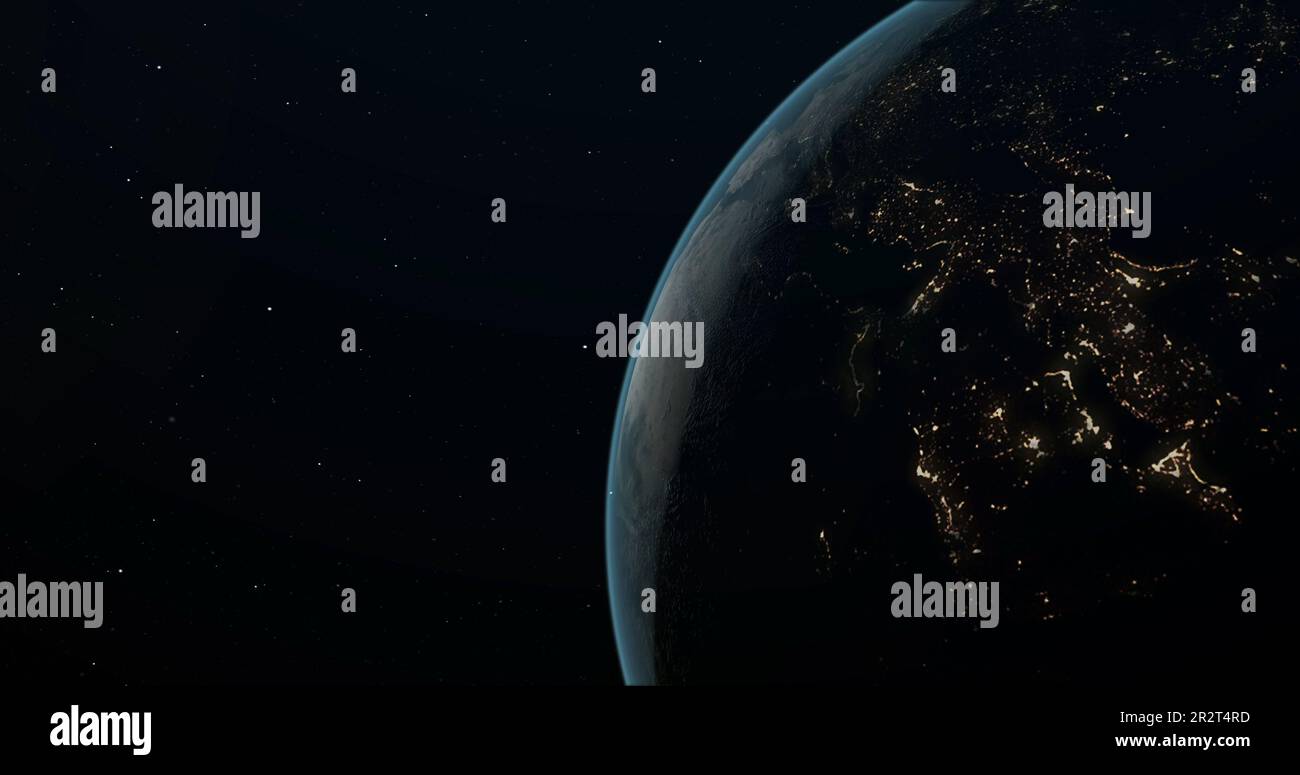 Planet Earth in outer space. Lights of cities on the nightside of ...