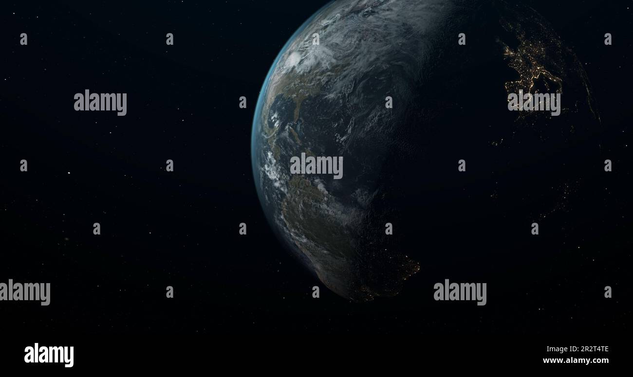Planet Earth in outer space. Lights of cities on the nightside of ...