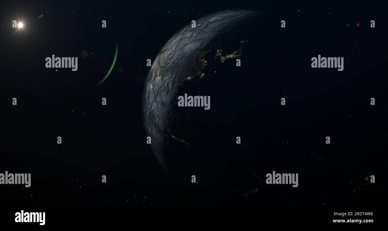 Planet Earth in outer space. Lights of cities on the nightside of ...