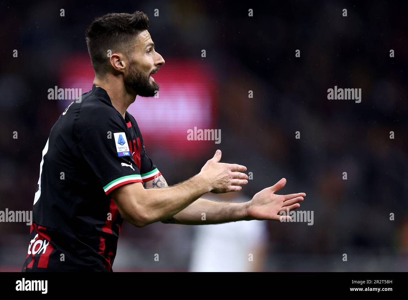Milano, Italy. 20th May, 2023. Olivier Giroud of Ac Milan gestures ...