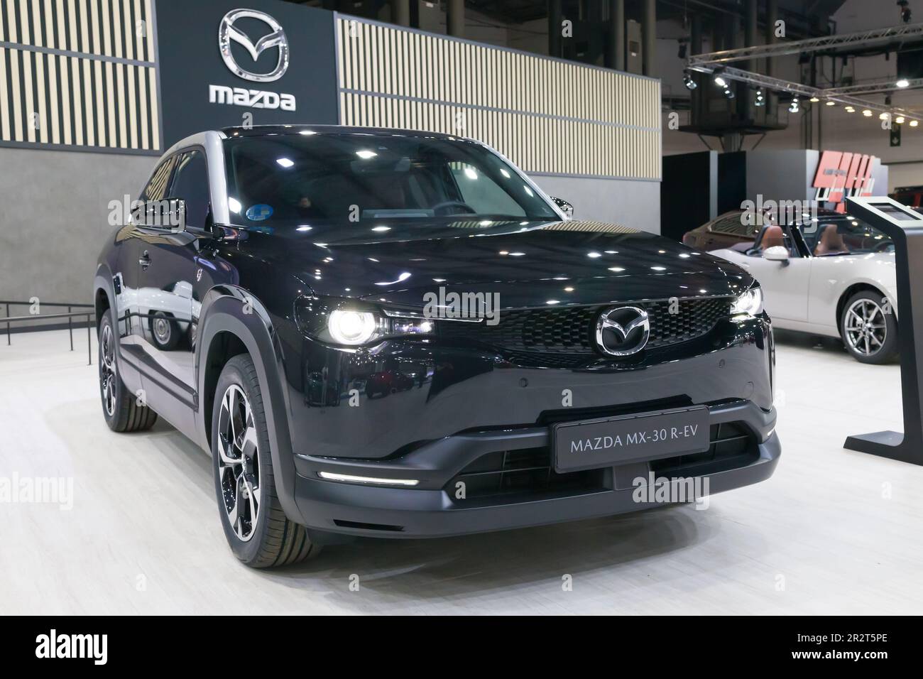 Barcelona, Spain - May 14, 2023: Mazda MX-30 R-EV on display at ...