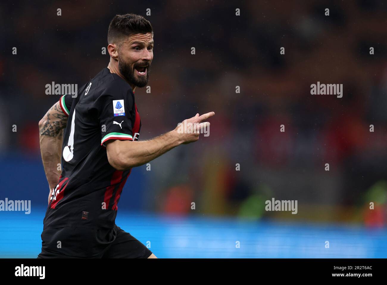 Milano, Italy. 20th May, 2023. Olivier Giroud of Ac Milan gestures ...