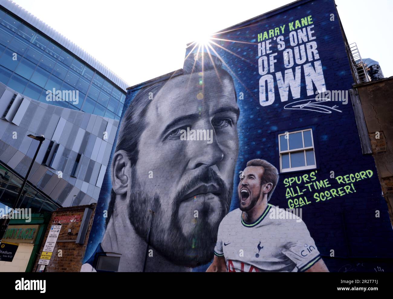 London, UK. 20th May, 2023. A mural to Harry Kane of Tottenham Hotspur ...