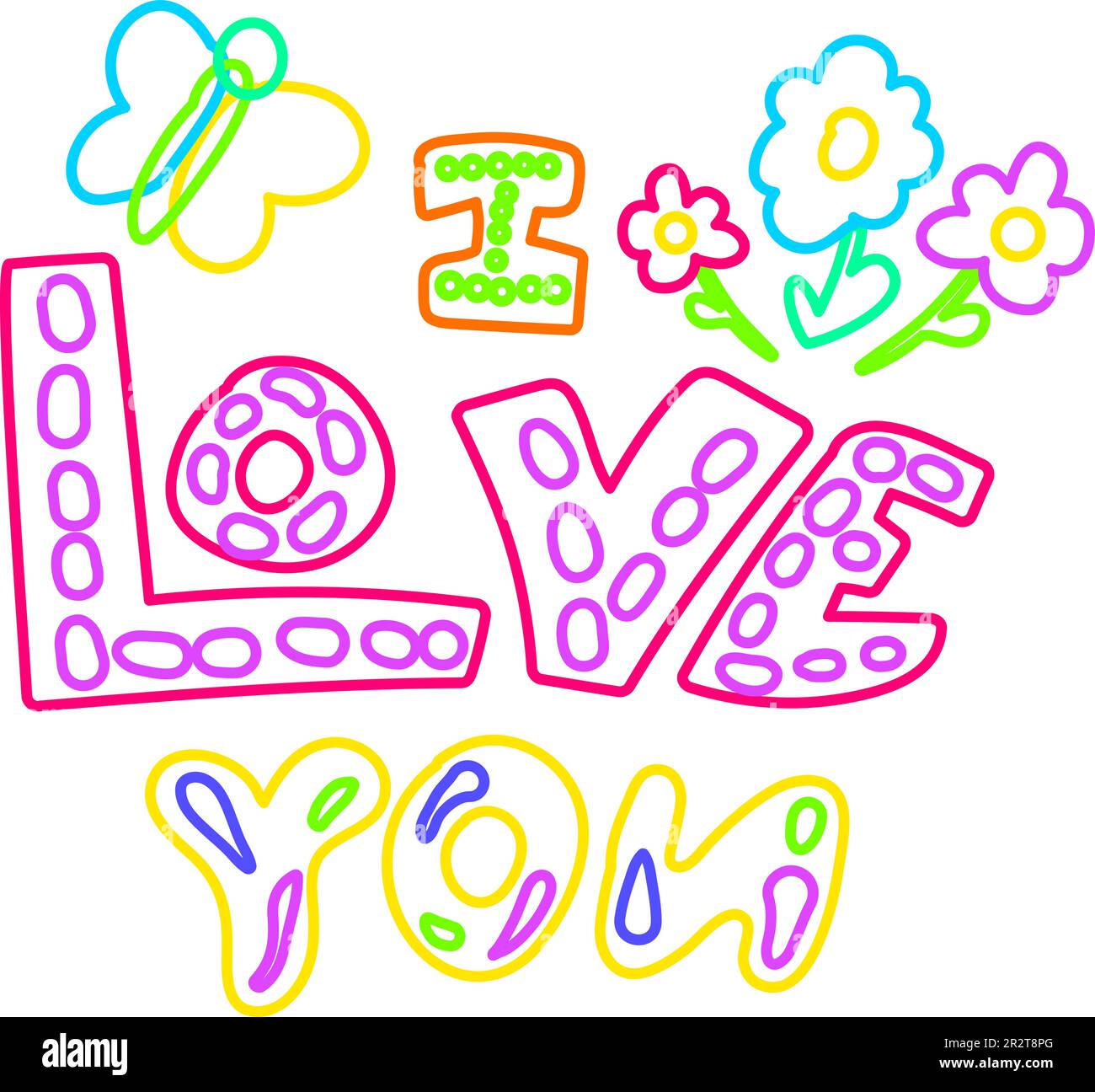 Declarative I love your flower bouquets hand drawn text with neon ...
