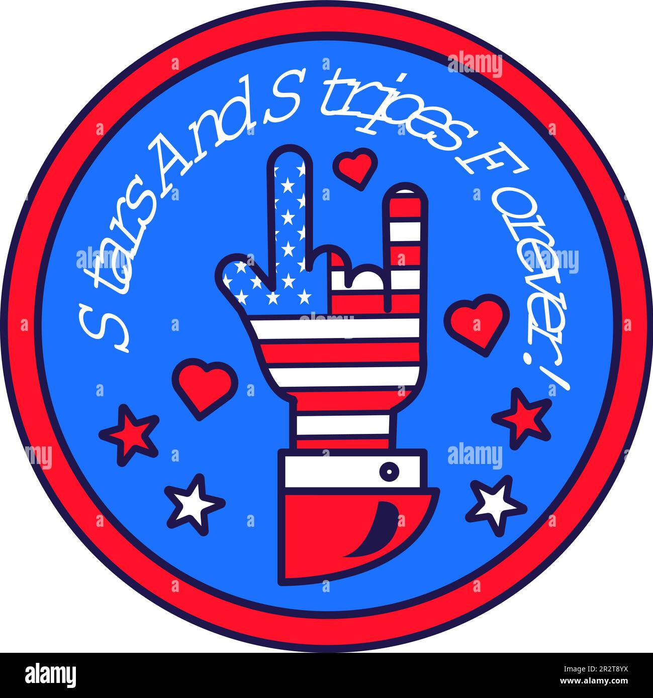 Festive round sticker decal with Goat Hand Gesture in colors of ...