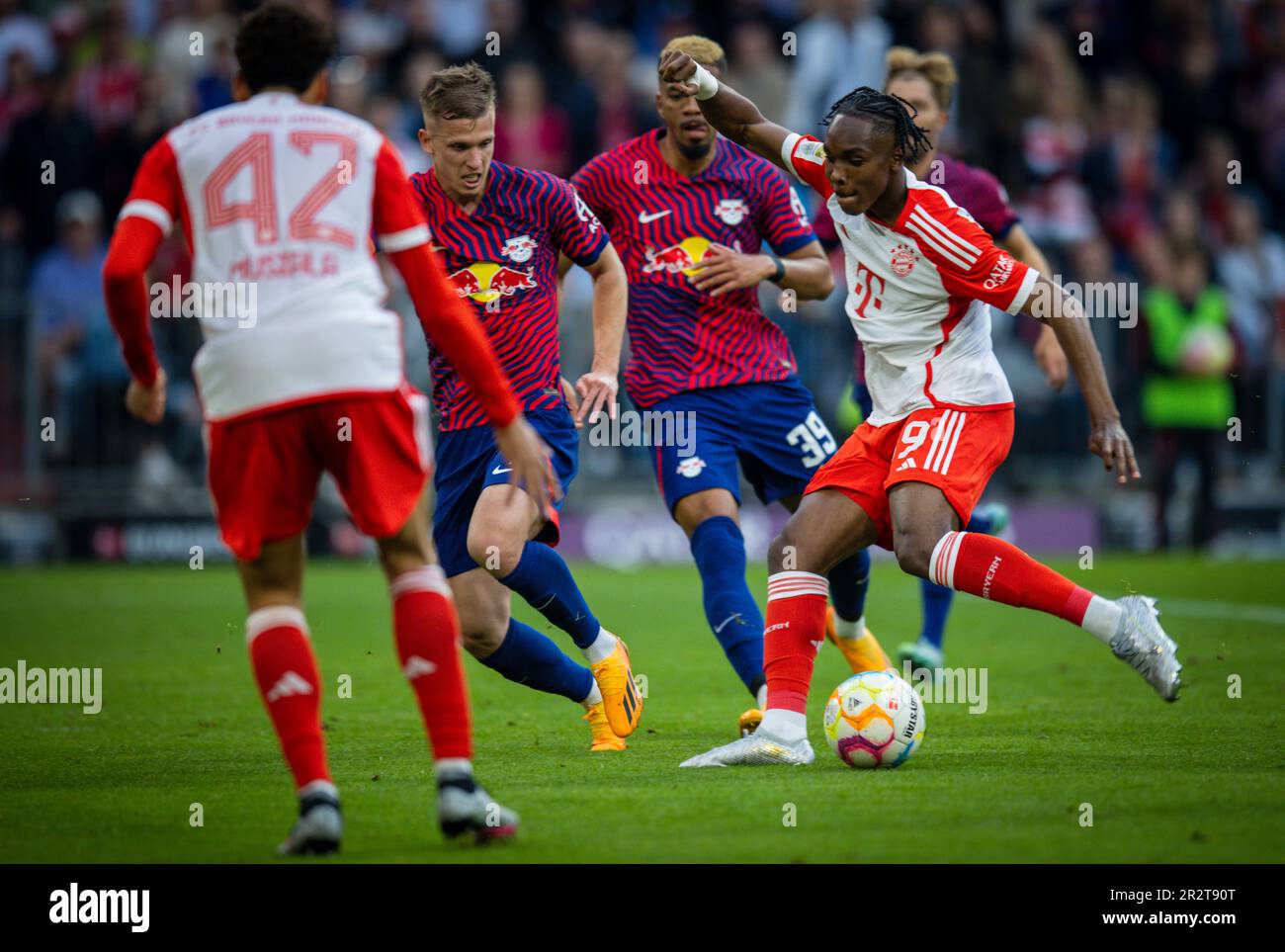 Munic, Germany. 20th Mai, 2023. Mathys Tel (Muenchen), Dani Olmo (RBL ...