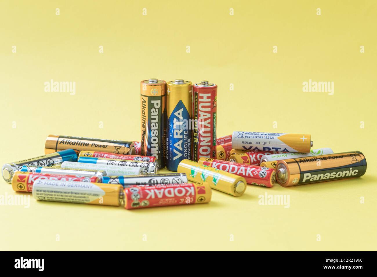 Warsaw, Poland - May 15, 2023: Used batteries, different sizes and ...