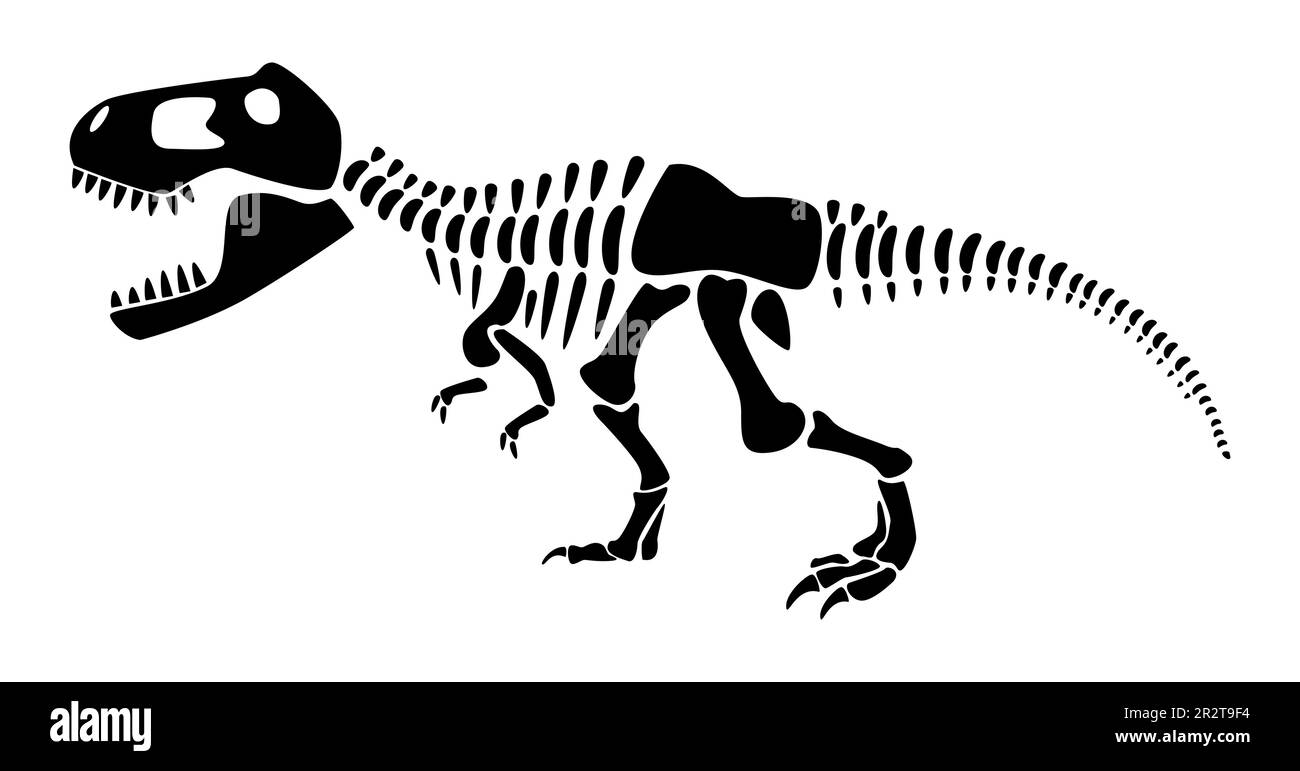 Tyrannosaurus Rex skeleton . Silhouette dinosaurs . Side view . Vector ...