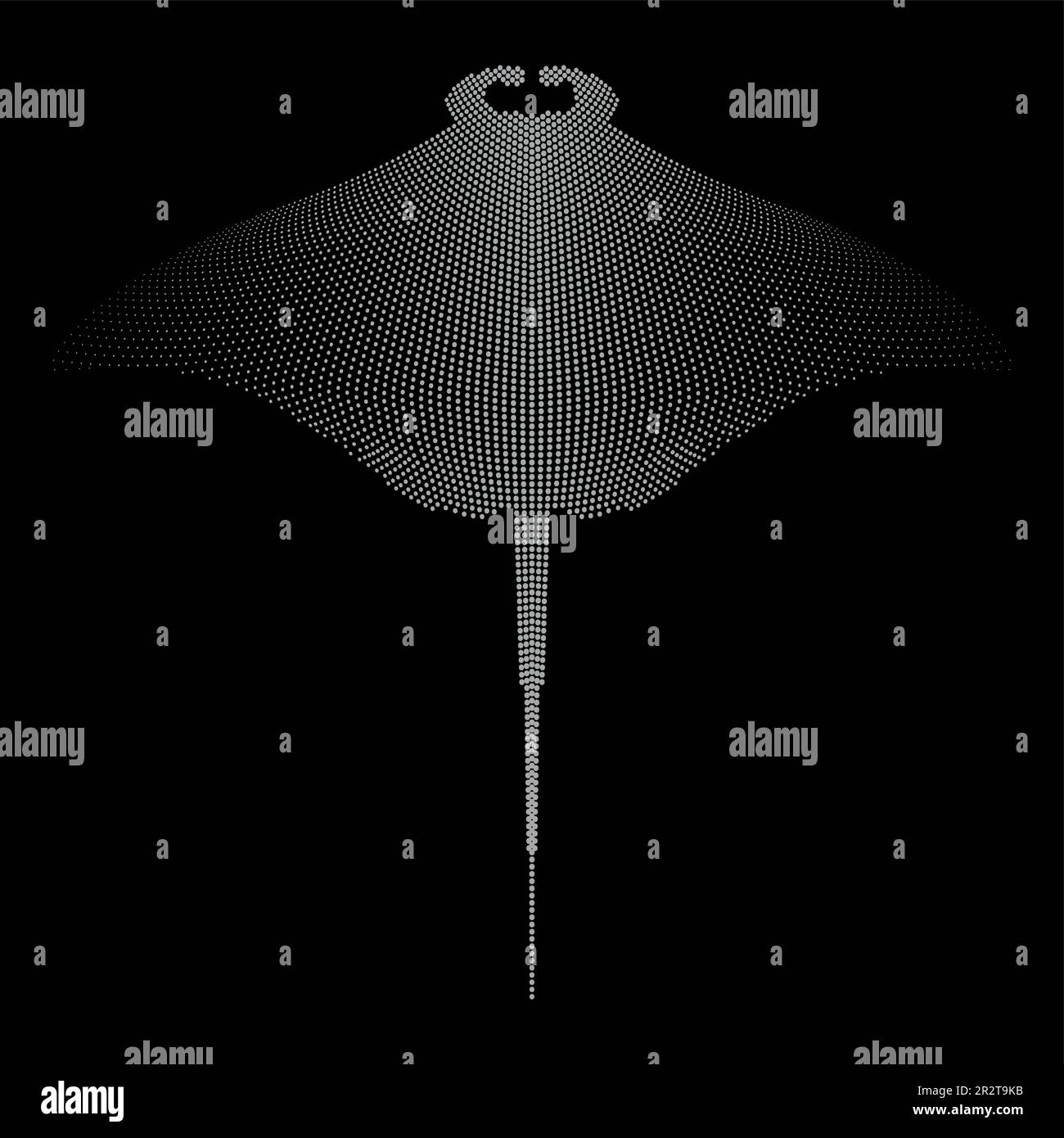 Manta or stingray dotted design gray on square black background Stock ...