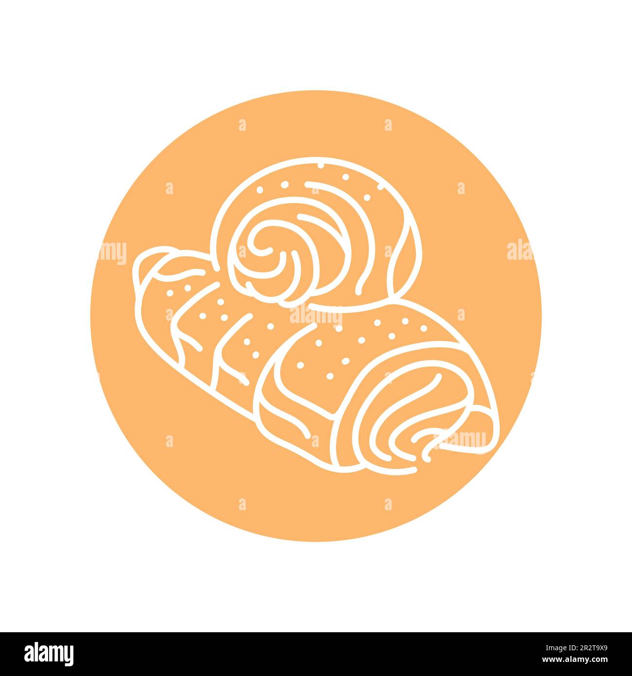 French rolls with custard black line icon. Bakery. Pictogram for web ...