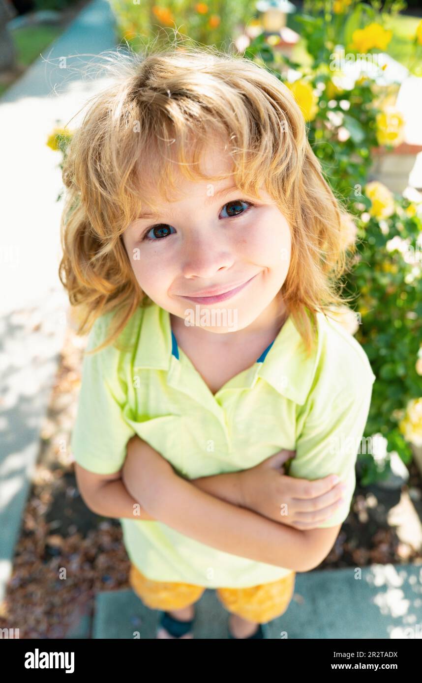 Kids funny face. Summer, childhood, leisure and children concept. Happy ...