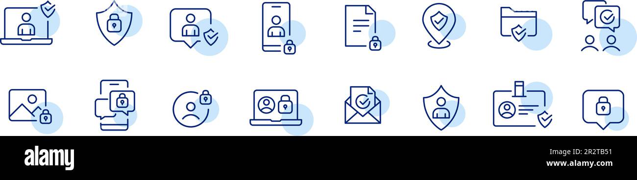 Secure internet presence icons. Safe interactions, protected profile ... Secure internet presence icons. Safe interactions, protected profile ...