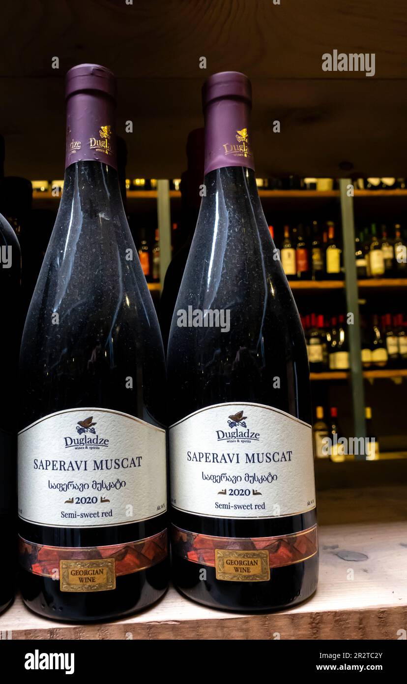 Dugladze wines & spirits bottles. Saperavi muscat semi-sweet red wine ...