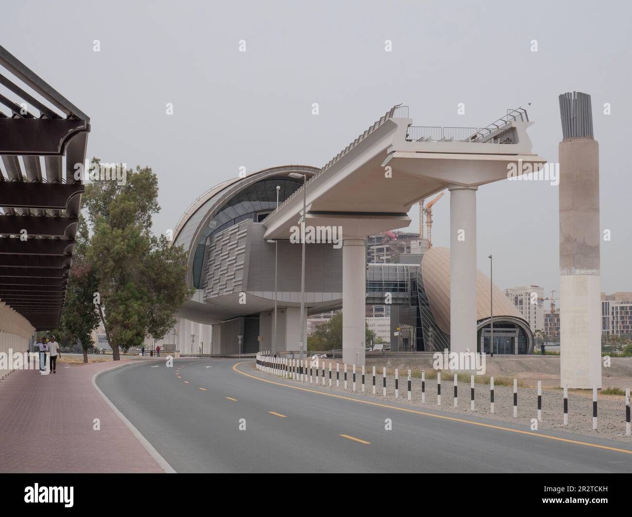 Creek metro station Dubai with unfinished elevated track, with building ...