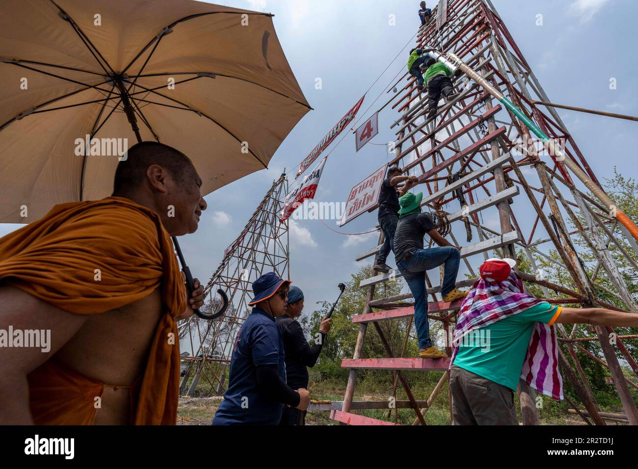 Yasothon, Yasothon, Thailand. 21st May, 2023. A rocket team positions ...